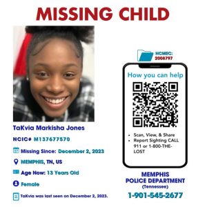TAKVIA MARKISHA JONES – 13YO MISSING MEMPHIS, TN GIRL – WEST TN poster | Saving Lost Kids